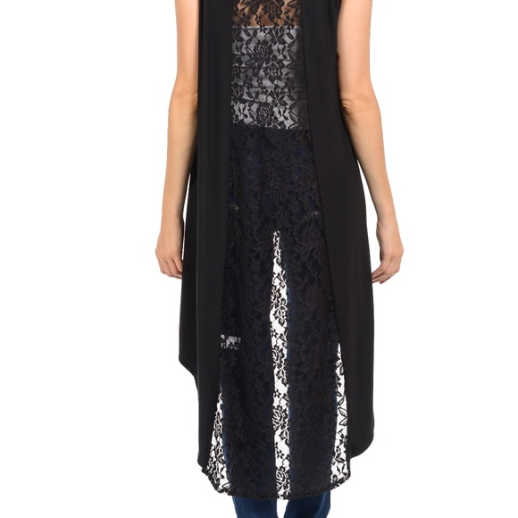 Magic Fit | Jackets & Coats | Black Highlow Vest With Crochet Insert ...